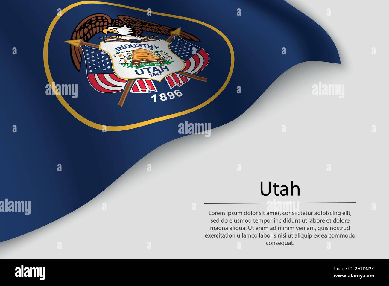 Wave flag of Utah is a state of United States. Banner or ribbon vector ...