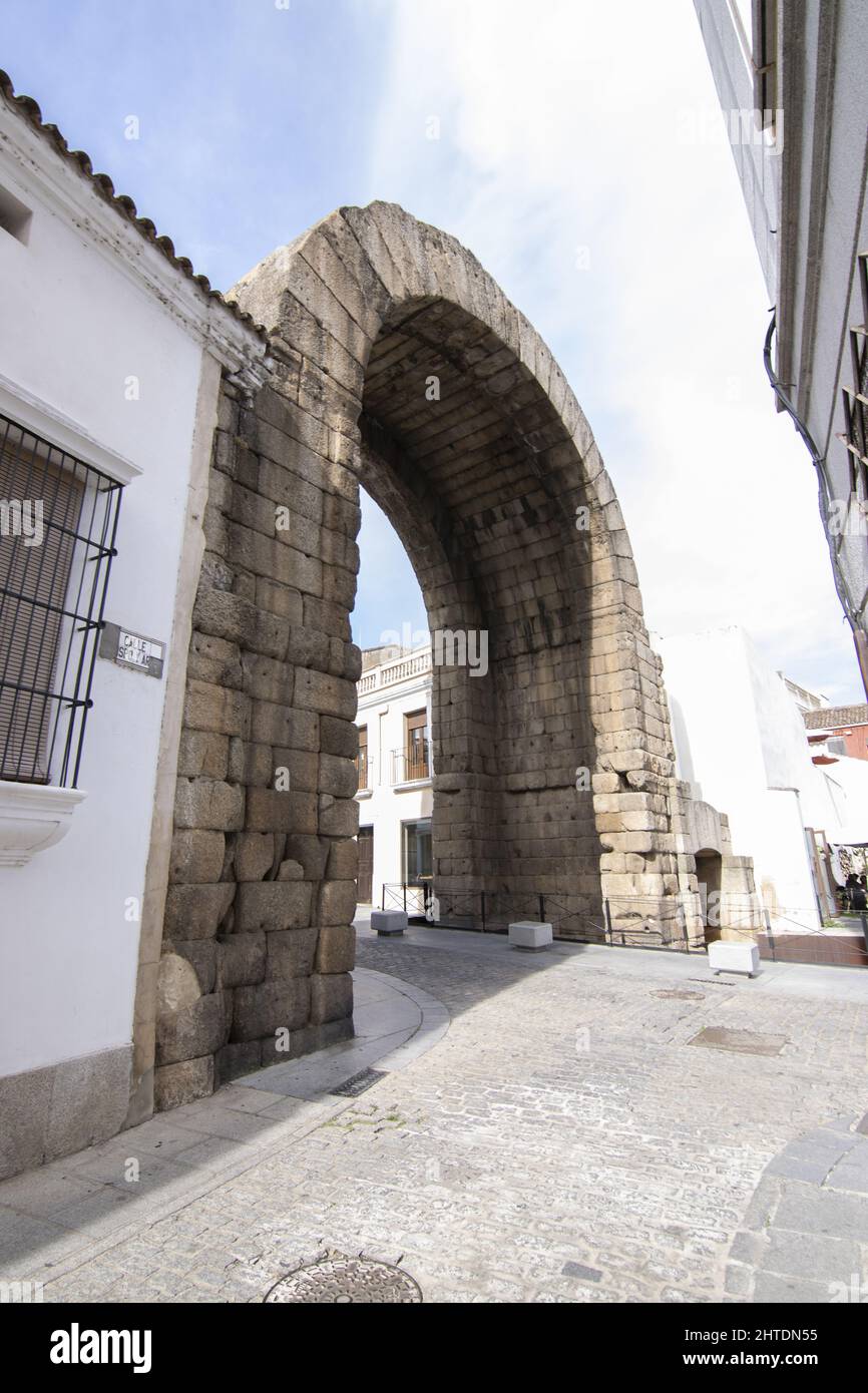 Arch of Trajan in Merida, Spain, is a Roman monumental arch Stock Photo ...