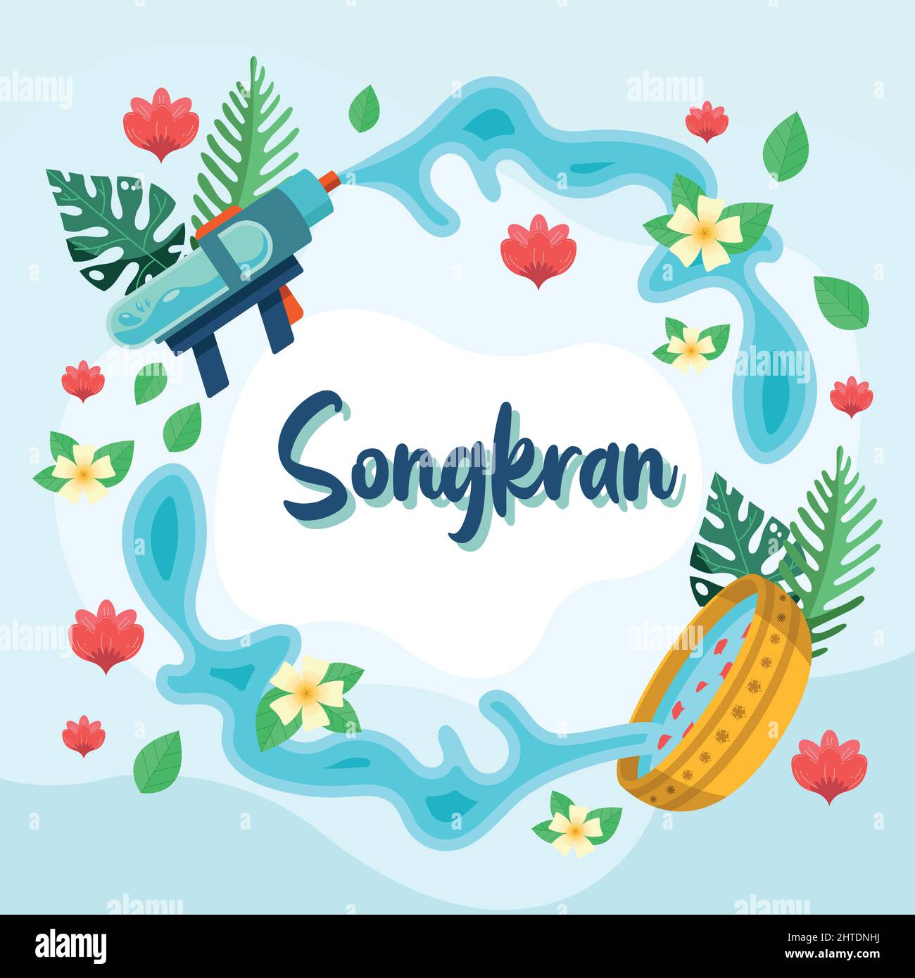 songkran festival card with flowers Stock Vector Image & Art - Alamy