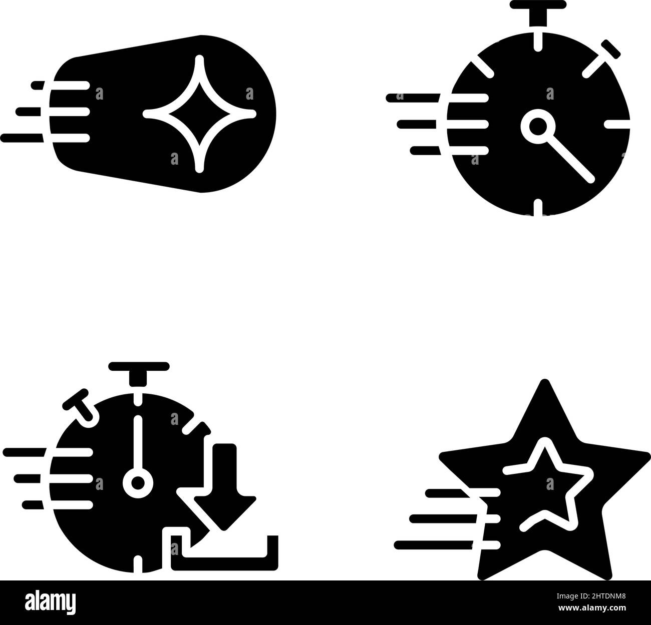 Speed and time black glyph icons set on white space Stock Vector Image ...