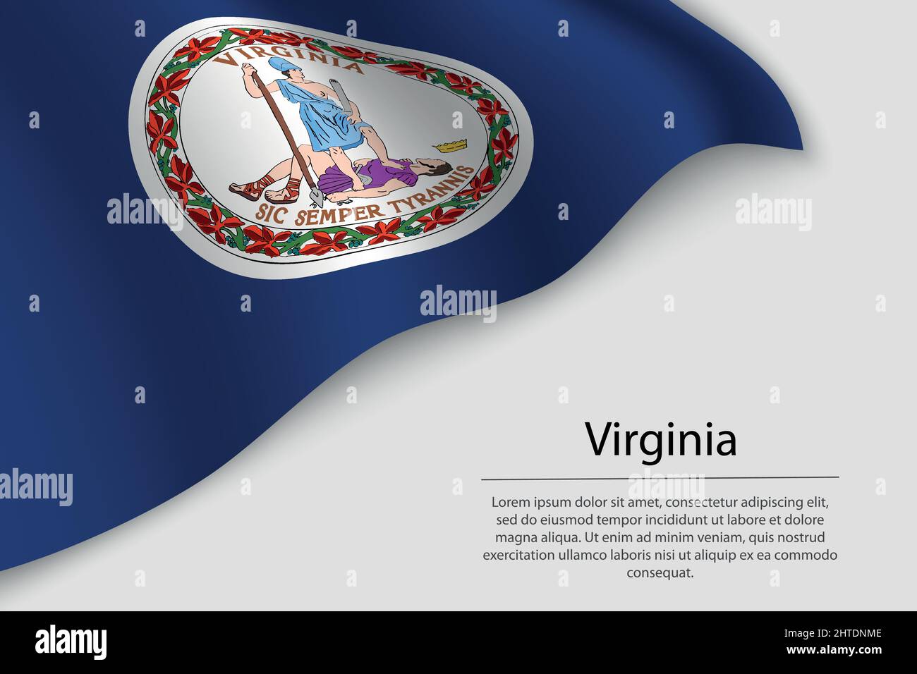 Wave flag of Virginia is a state of United States. Banner or ribbon ...