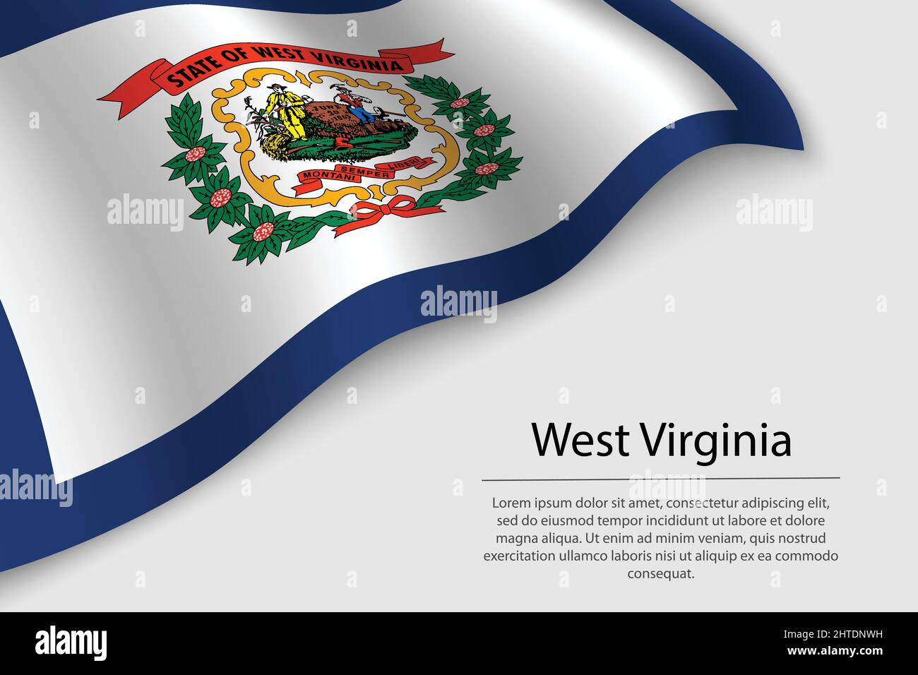 Wave flag of West Virginia is a state of United States. Banner or ...
