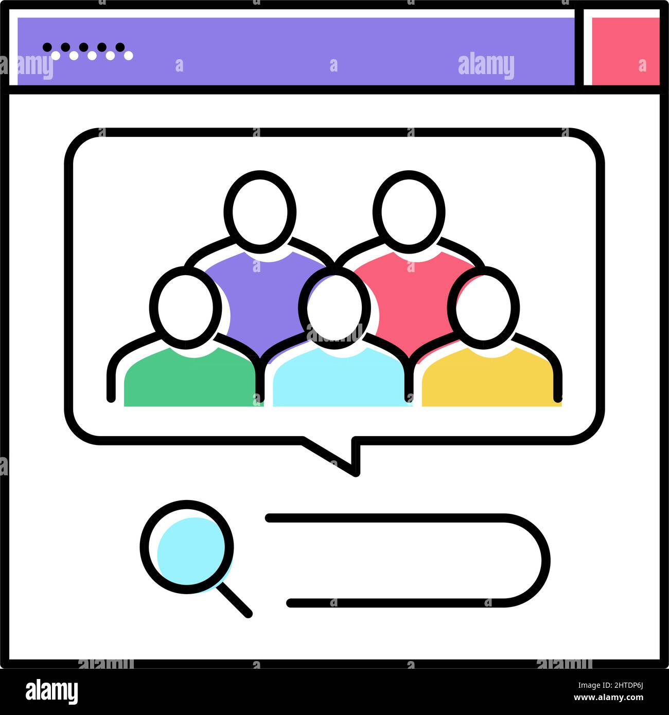 analytics of people requests in internet color icon vector illustration ...