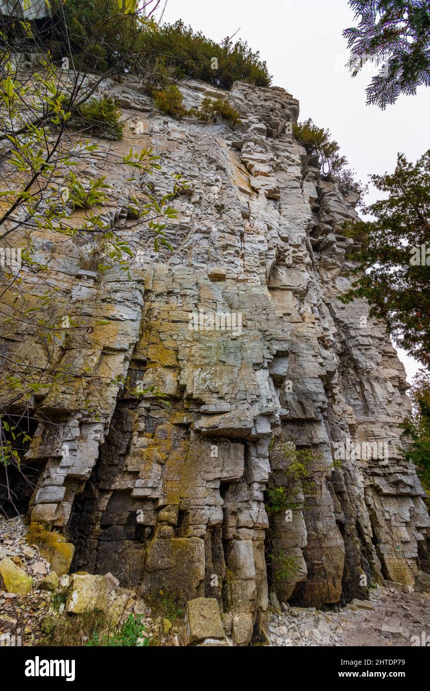 Rocky area in Peninsula State Park, Door County, Wisconsin, the USA in ...