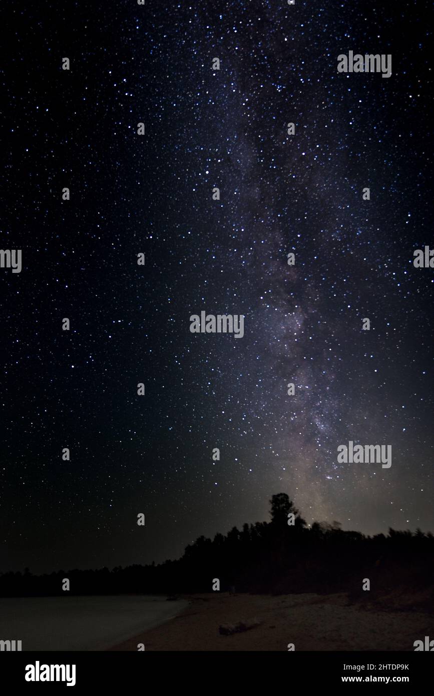 Lake Michigan coast in Door County, Wisconsin, the USA under a starry ...