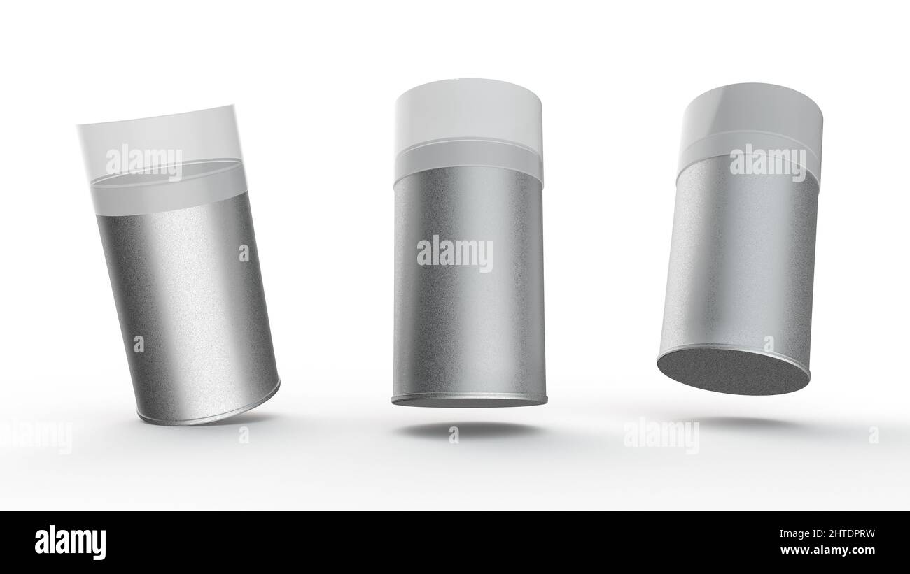 3D rendering of realistic rough metal Jar cylinder in the air Stock ...