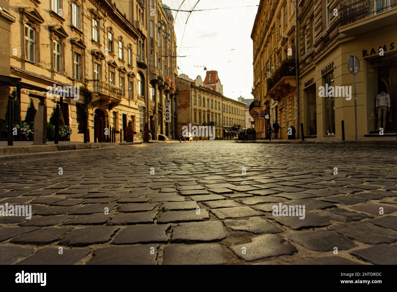Outdoor view of an empty pavement street in a city Stock Photo - Alamy