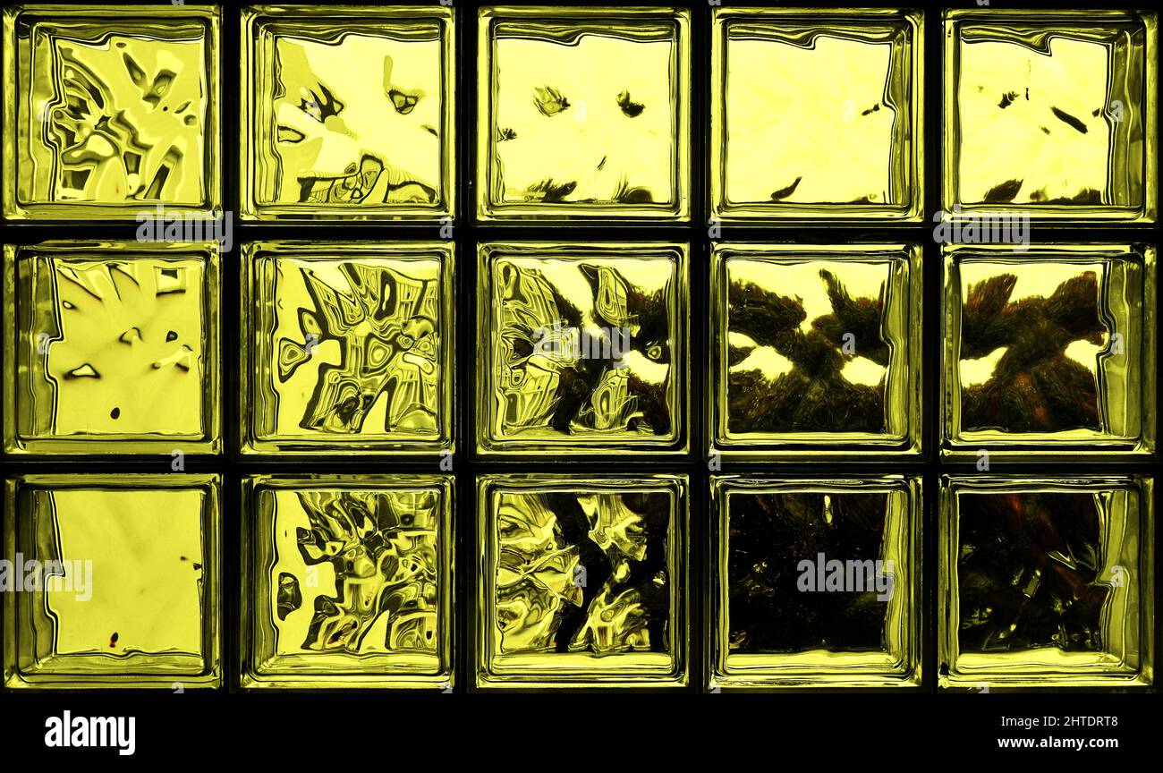 Golden glass block wall as a background for abstract works Stock Photo ...