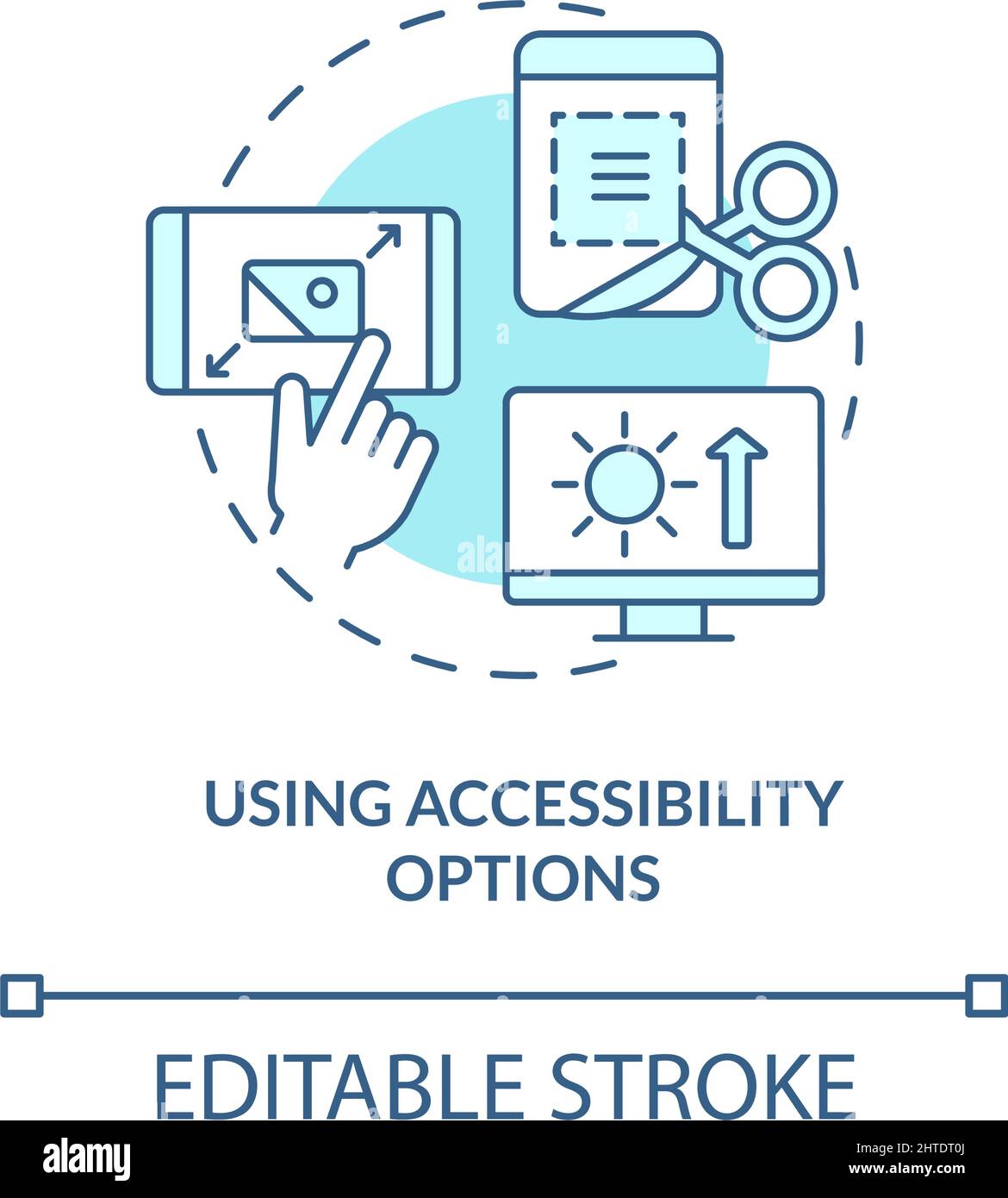 Using accessibility options turquoise concept icon Stock Vector Image ...