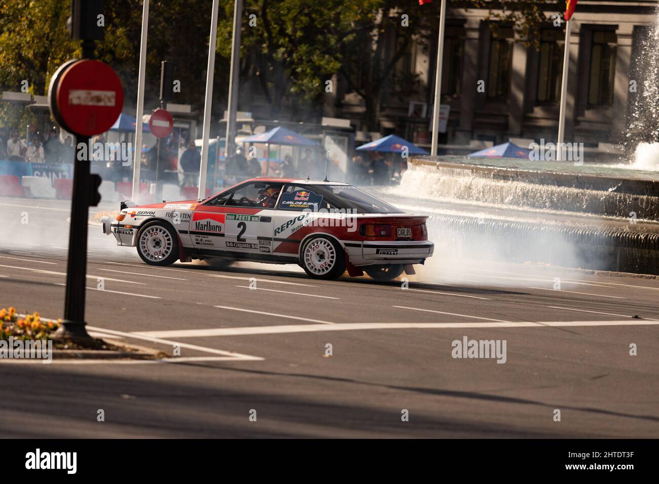 Red Toyota drifting on Carlos Sainz exhibition and presentation for ...