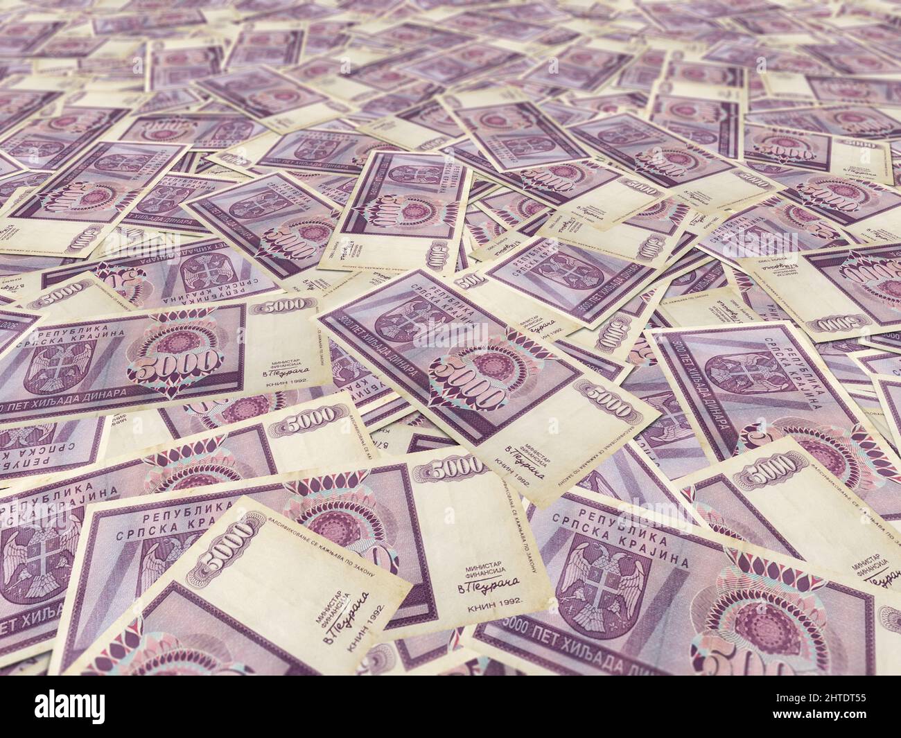 Banknotes from the 1990s of the Proto-state Serbian Krajina Stock Photo ...