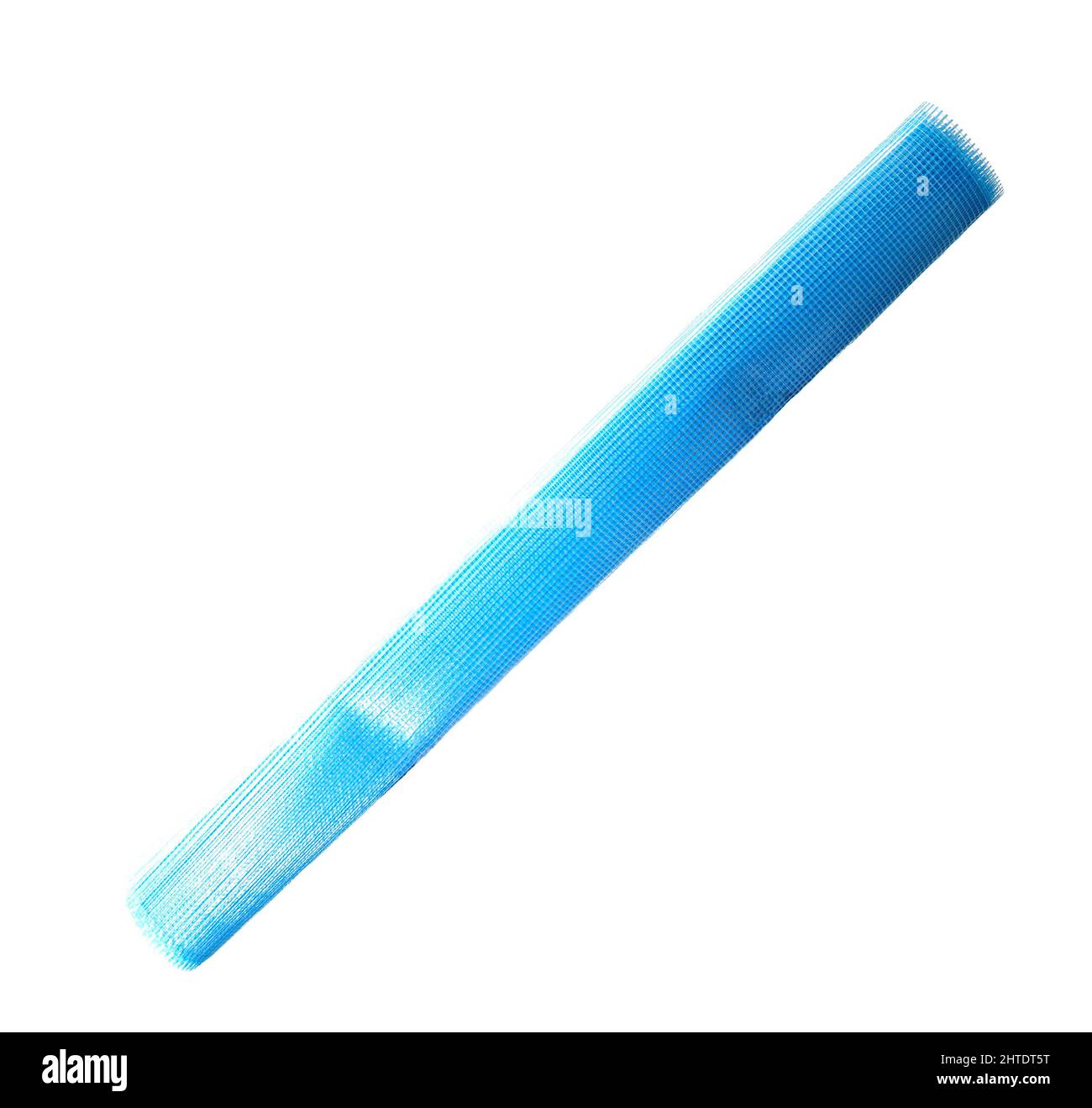 Blue reinforcing construction mesh for wall strengthening on white ...