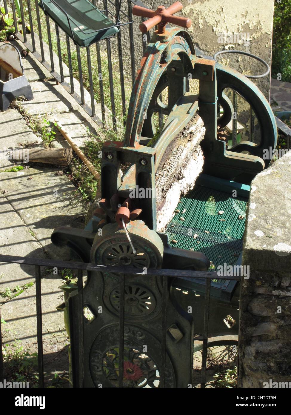 Old wood cutting machine Stock Photo - Alamy