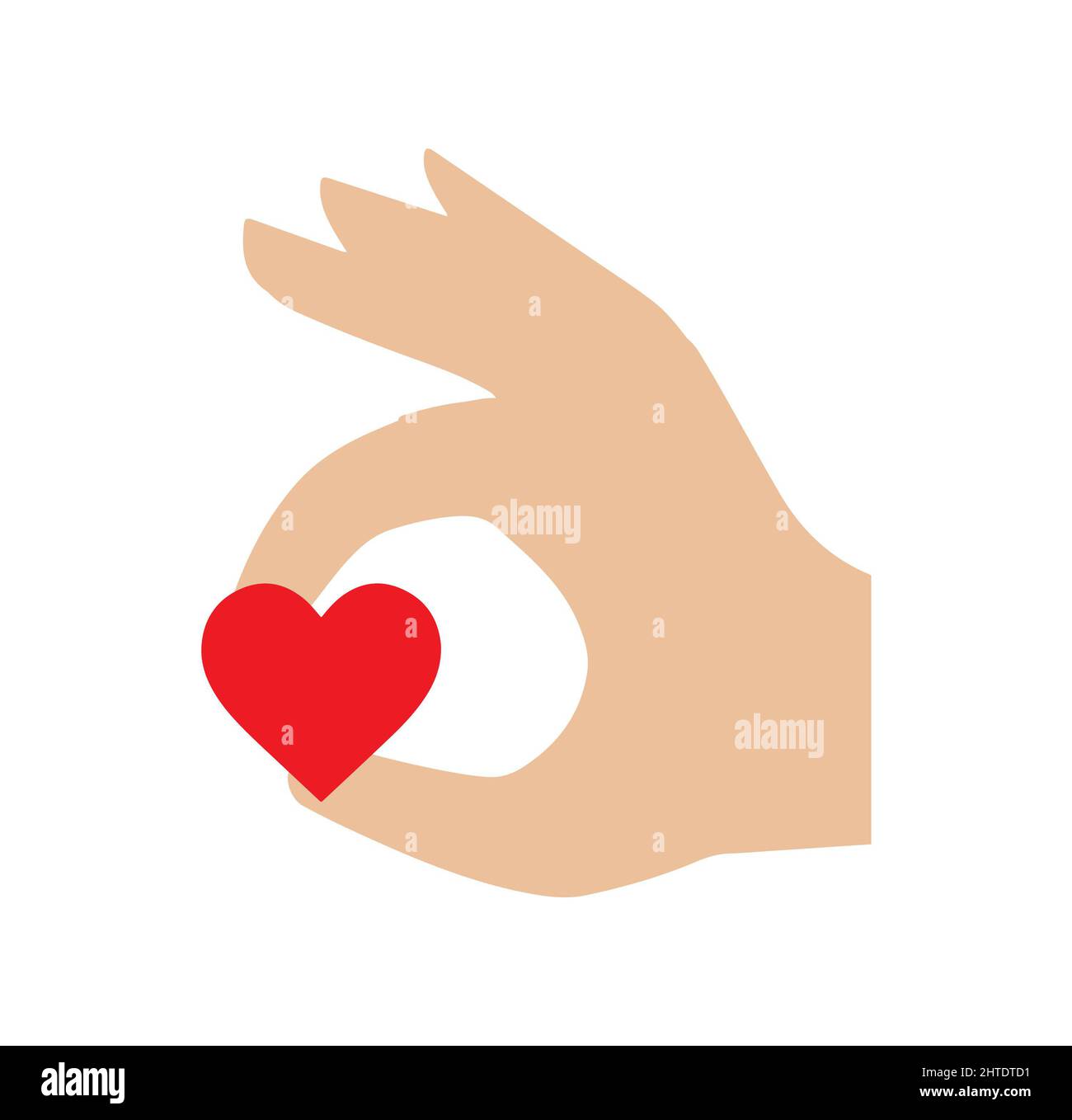 Illustration of a hand holding a heart shape Stock Photo - Alamy