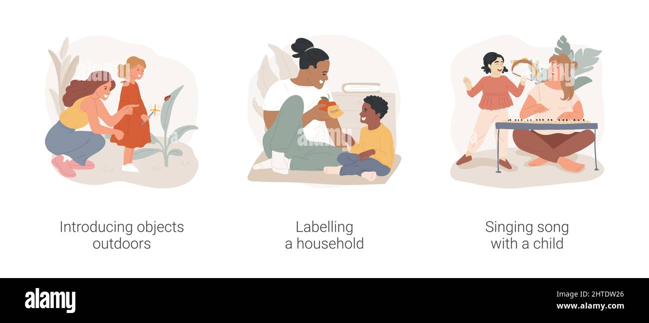 Language and speaking development isolated cartoon vector illustration ...