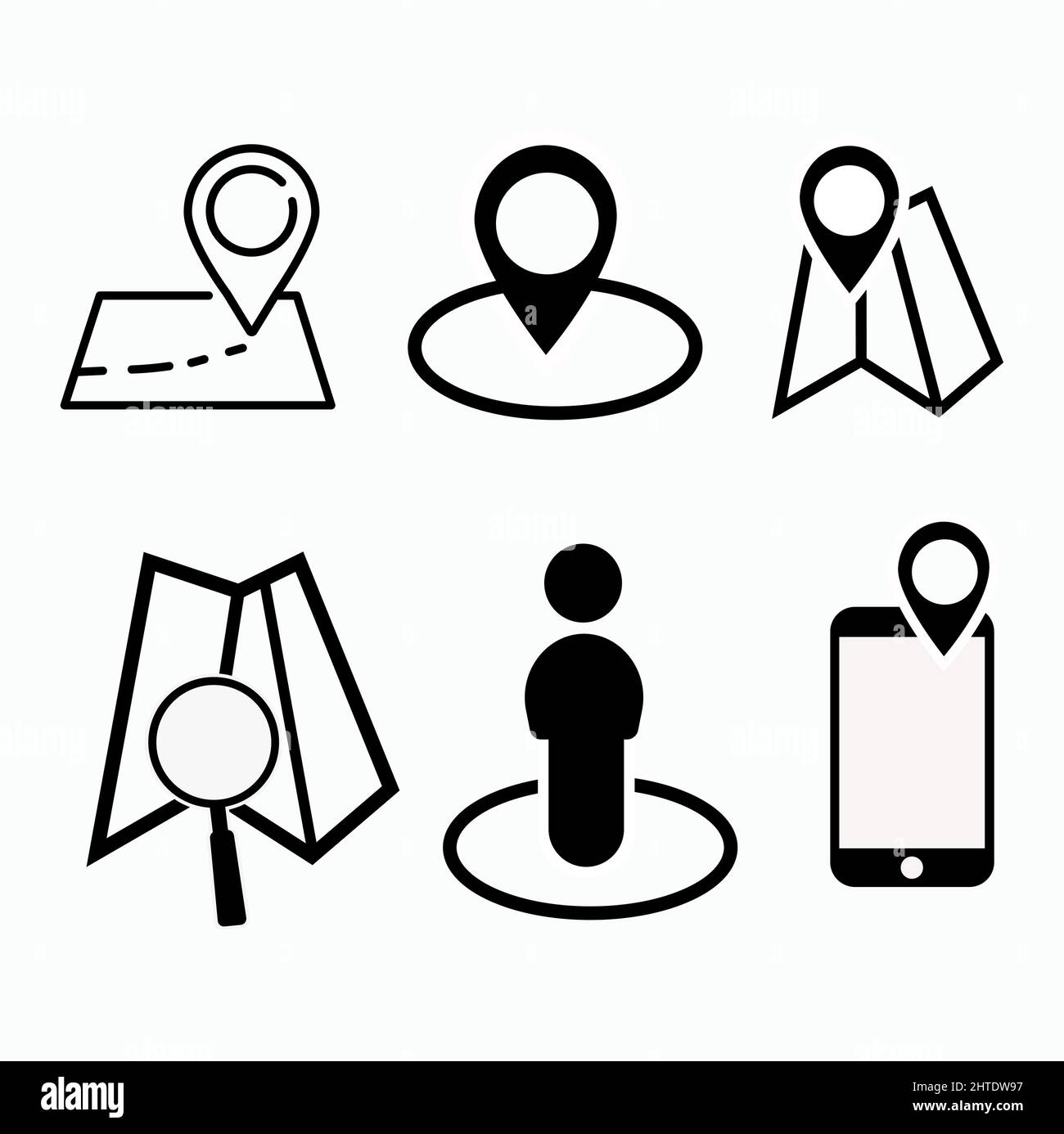 Map vector illustration icon set. Included the icons as pin, nearby ...