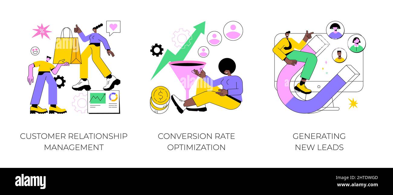 Crm Lead Management Abstract Concept Vector Illustration Set Customer Relationship Management