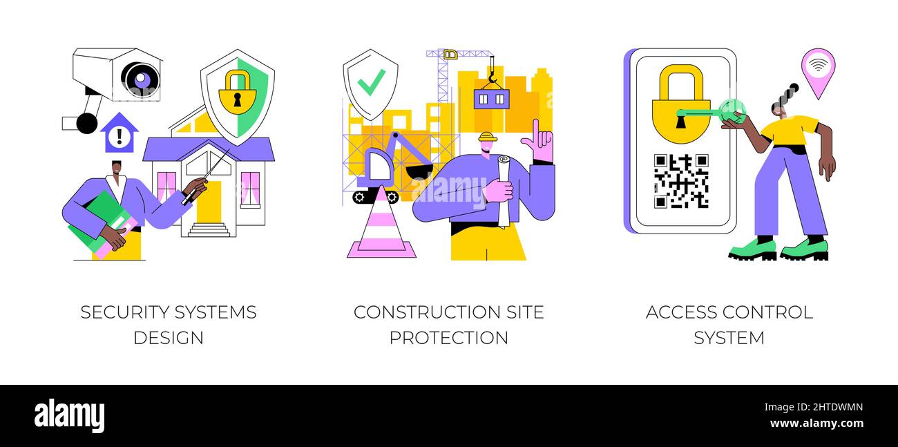 Security Solutions Abstract Concept Vector Illustration Set Security