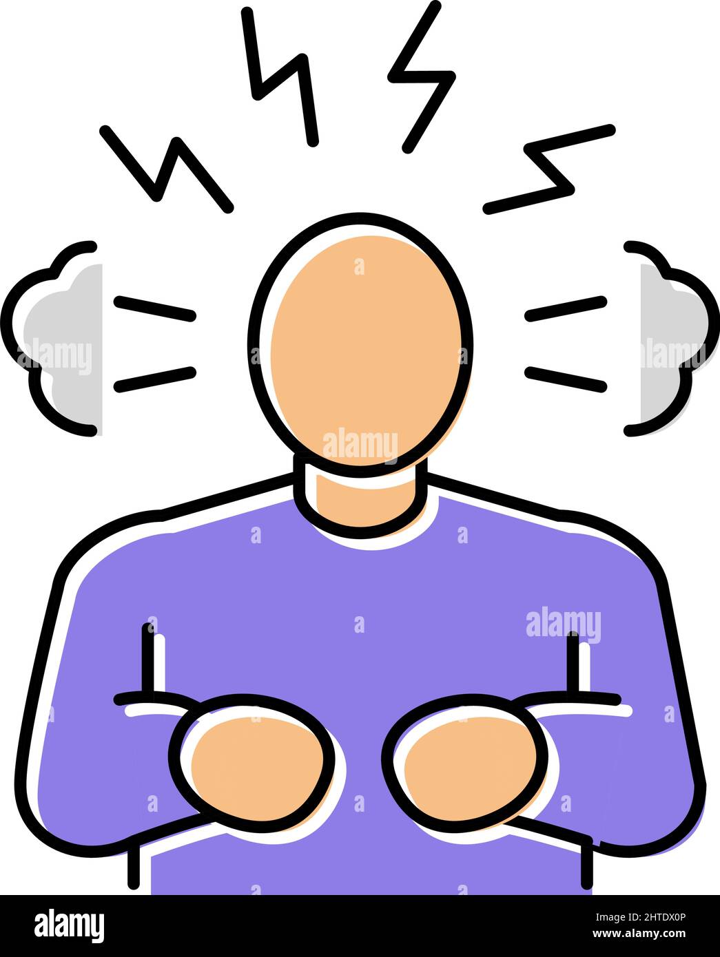 irritability, depression or anxiety color icon vector illustration ...