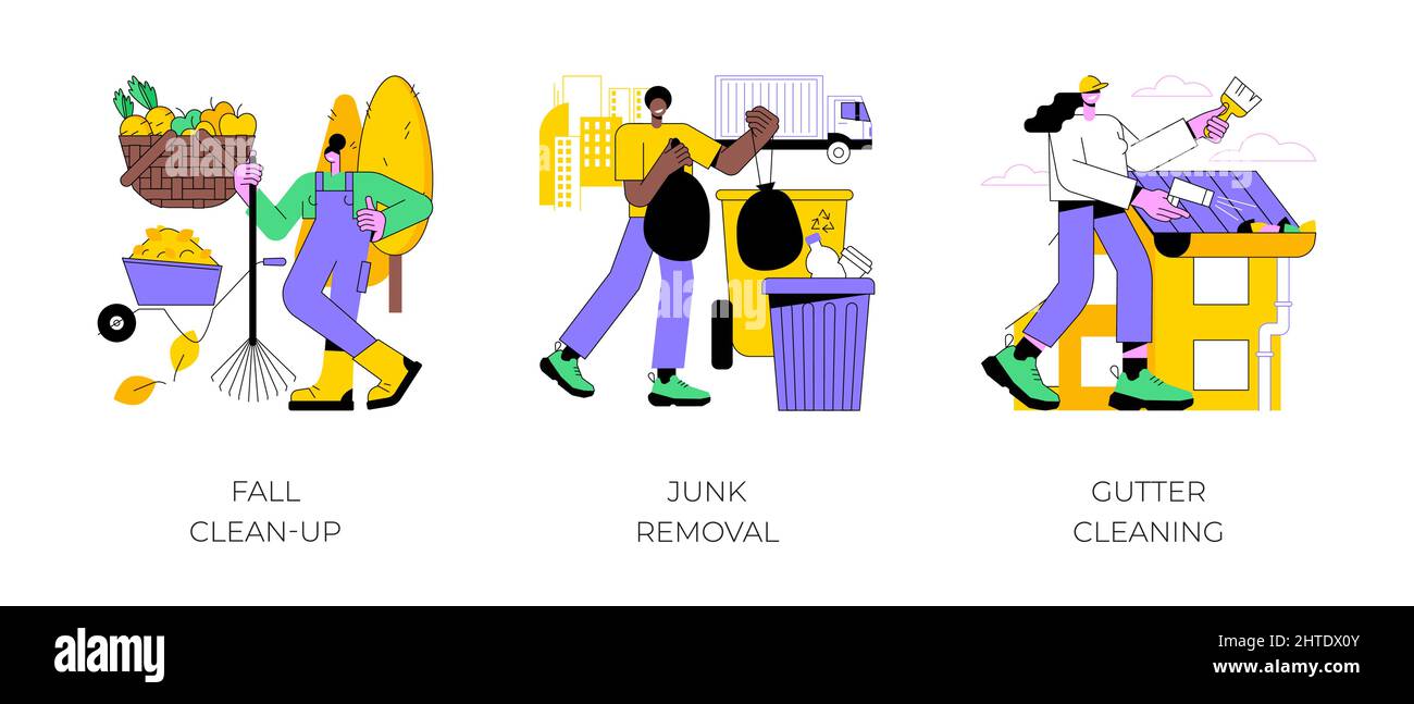 Autumn garden maintenance abstract concept vector illustration set ...