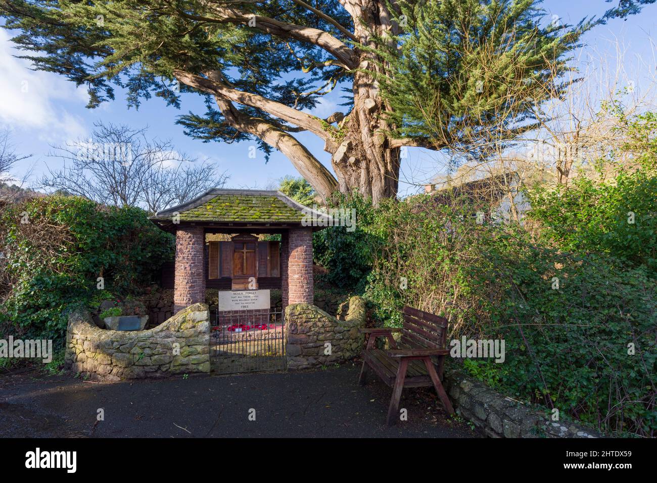 The war memorial on Manor Road at Alcombe, Minehead, Somerset, England ...