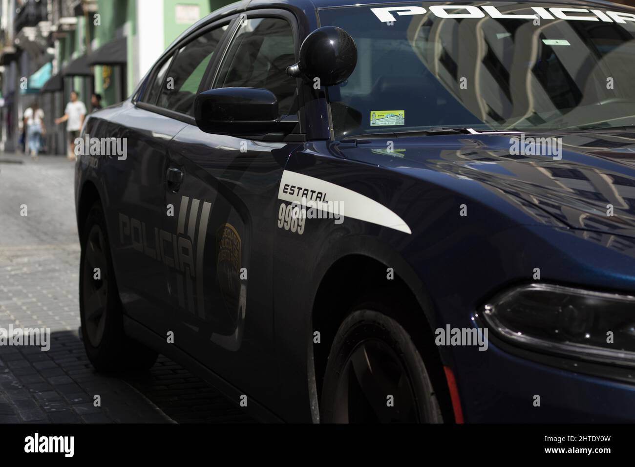 View of San Juan police car on the street Stock Photo - Alamy