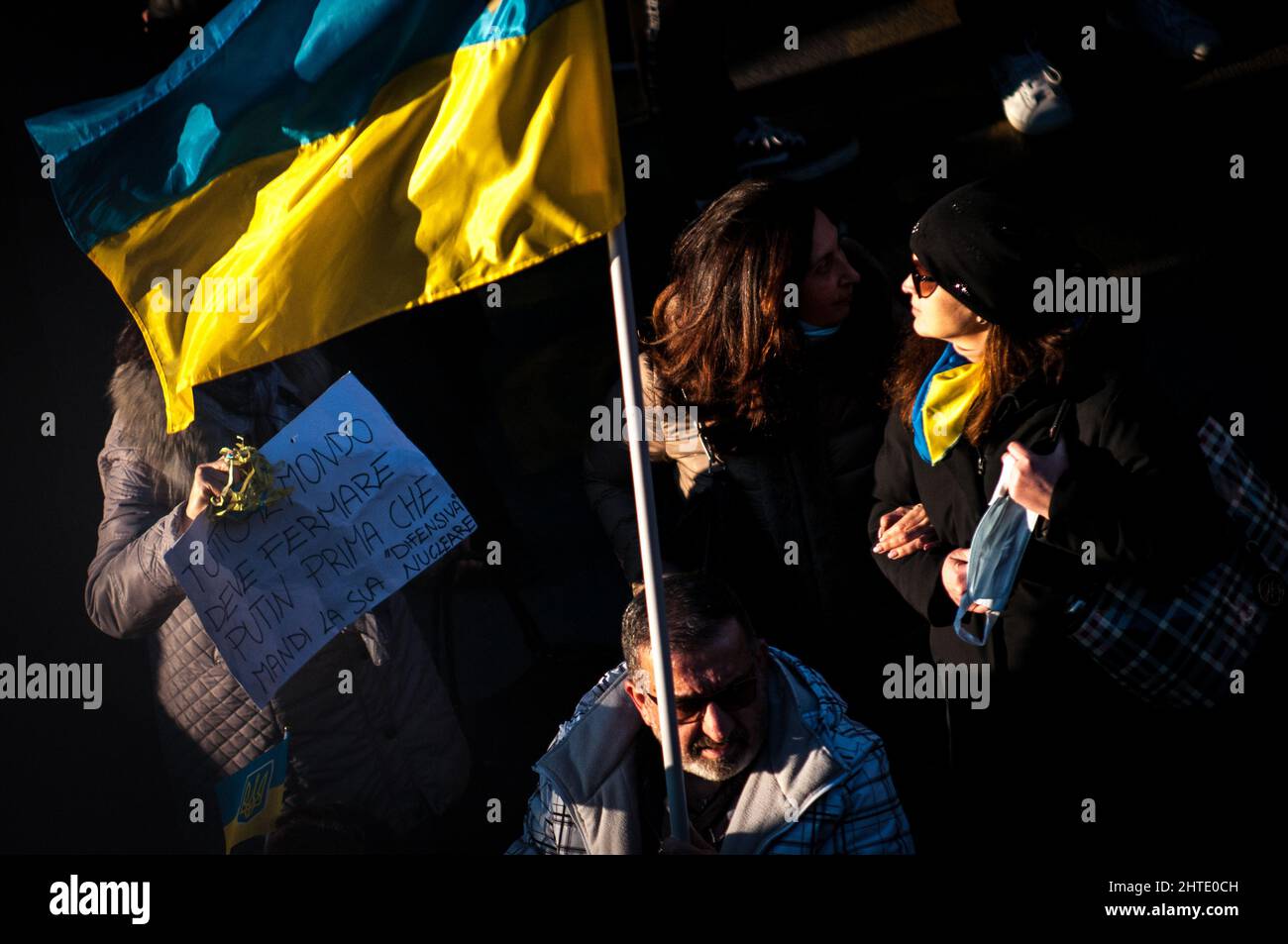 Rome, Italy. 27th Feb, 2022. Peace rally of Ukrainians living in Italy ...