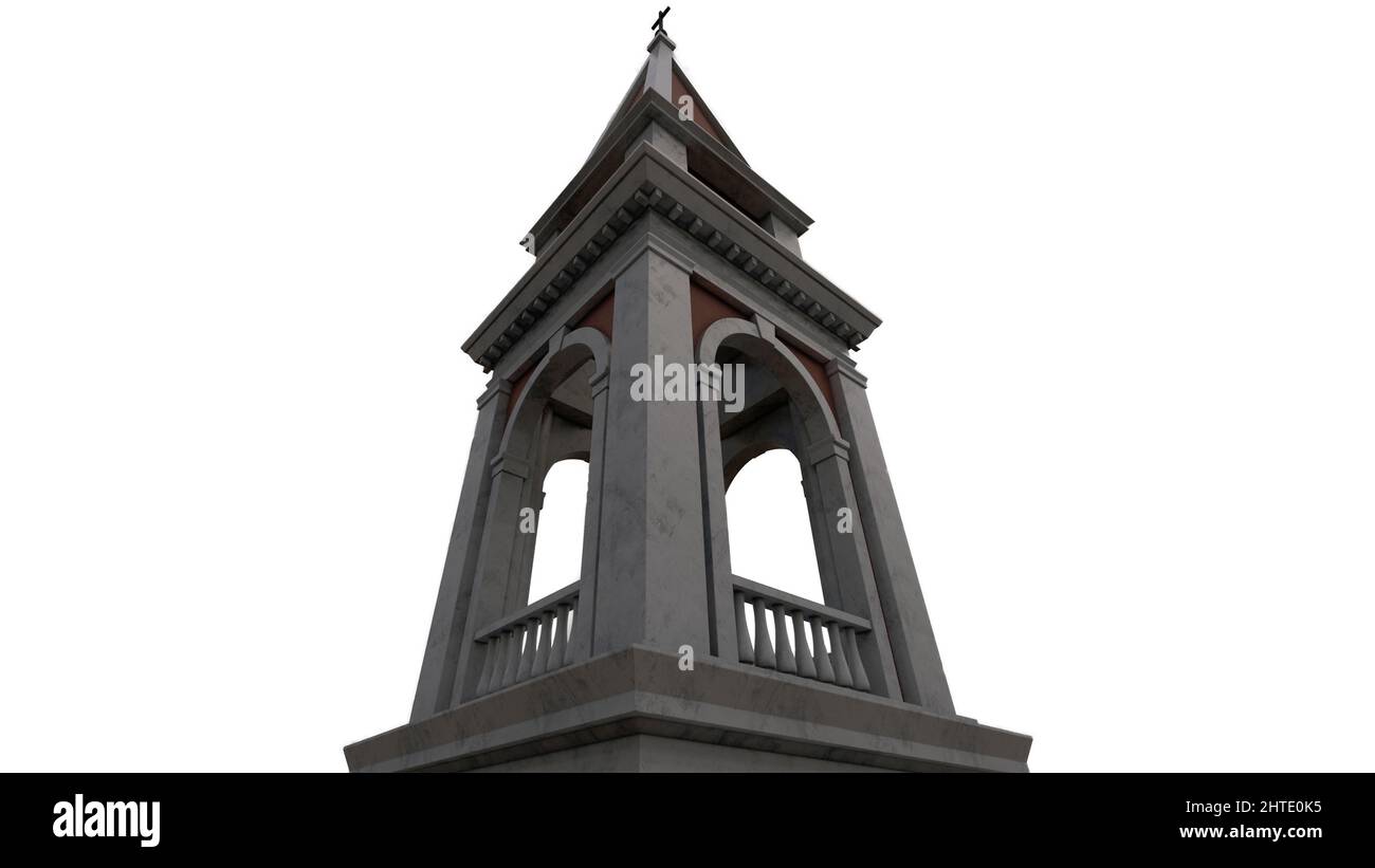 3D rendering illustration of a stone tower isolated on a white ...