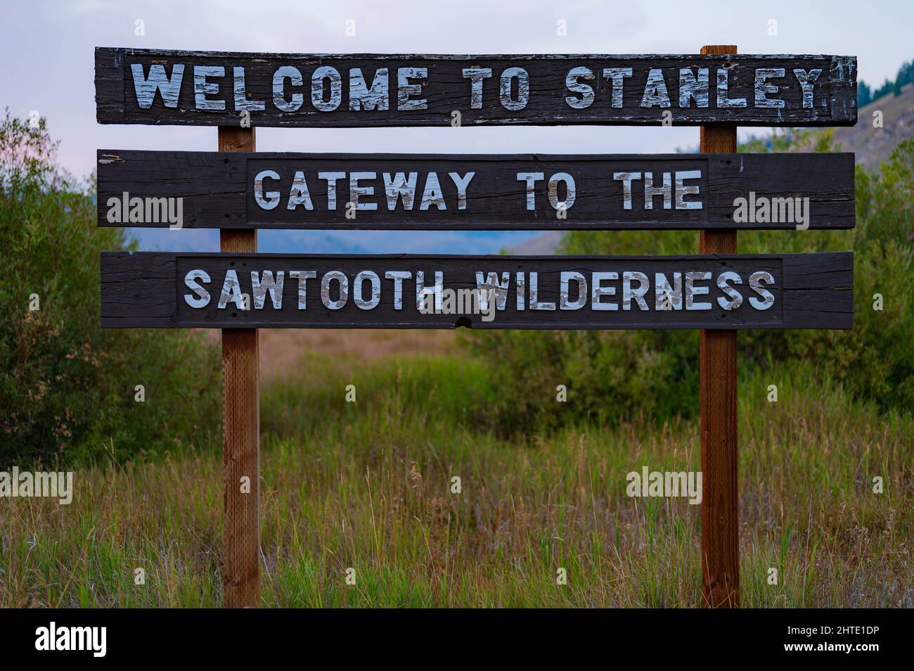 View of a board that says "Welcome to Stanley Gateway to the sawtooth ...