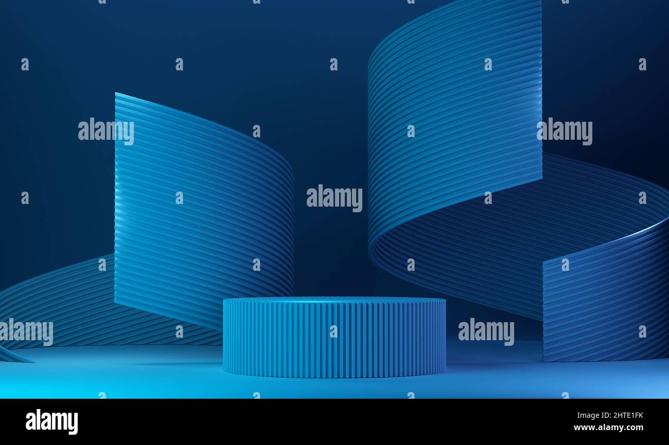 Blue premium product display podium on dark blue background Stock Photo ...