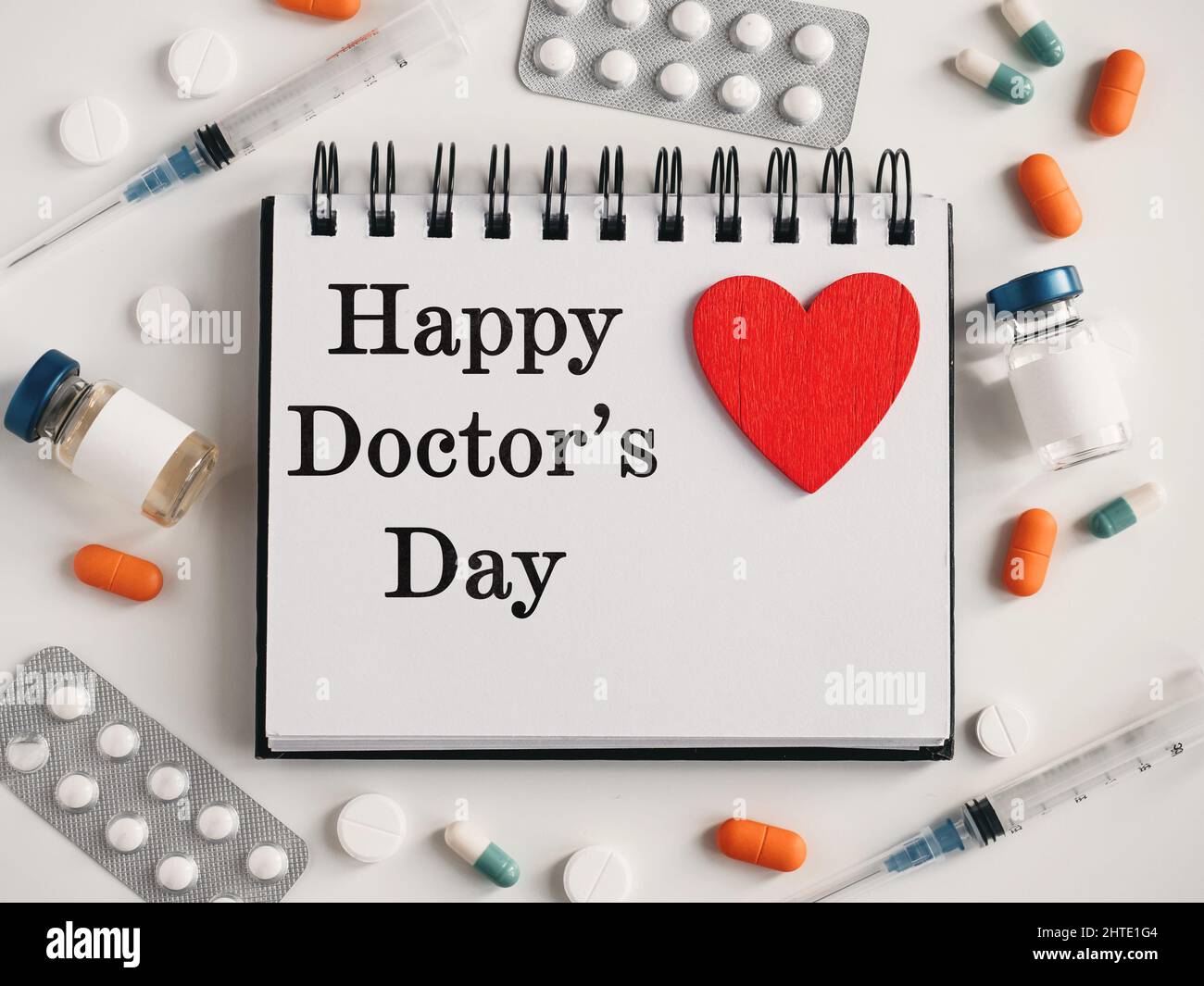 Happy Doctor's Day. Greeting Card. Close-up, view from above, nobody ...