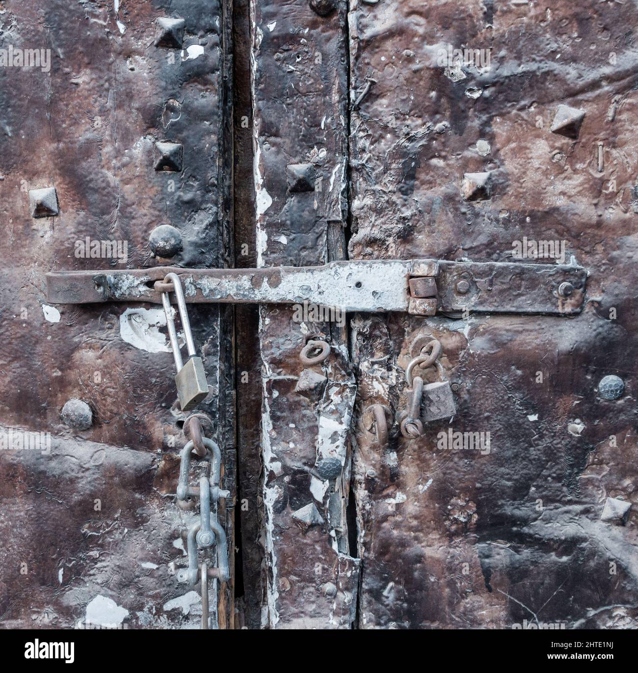 Old steel door with padlock Stock Photo - Alamy