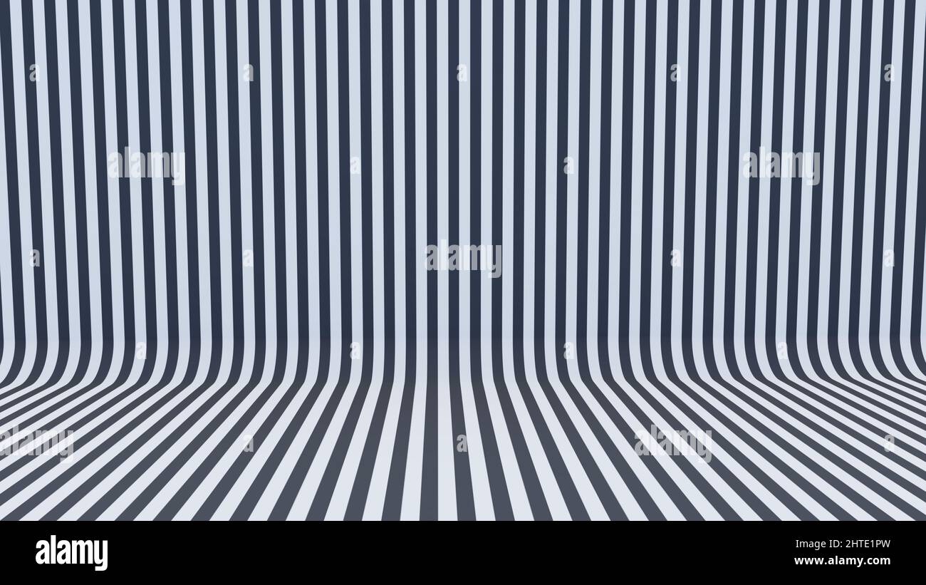 3D rendering of a studio background with black and white stripes Stock ...