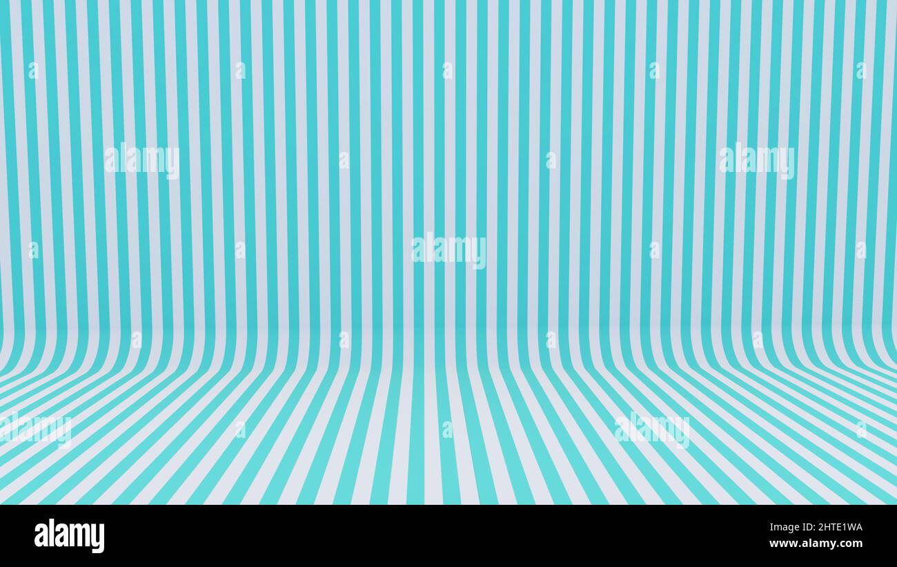3D rendering of a studio background with blueand white stripes Stock ...
