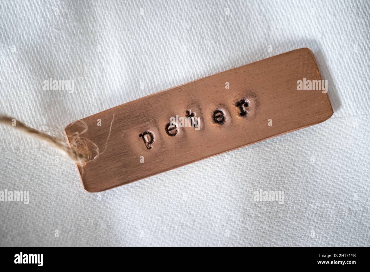 Peter identity engraved name dog tag copper metal name plate badge ...