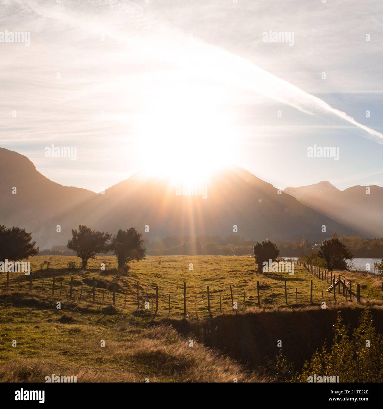 View of sunrise, nature and hills in Patagonia, Carretera Austral ...