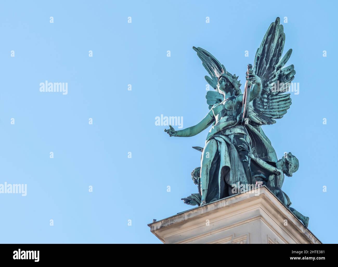Music Genius Bronze Statue with lira on the Lviv Opera House, Ukraine ...