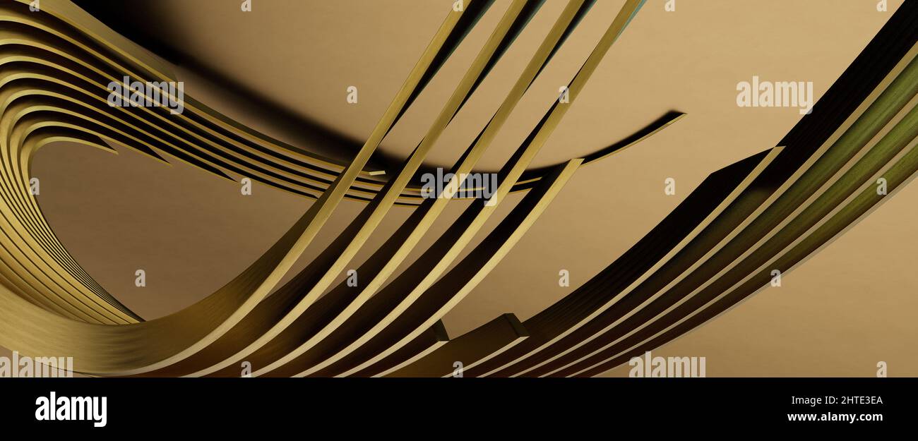Digital illustration of the abstract gold background with lines Stock ...
