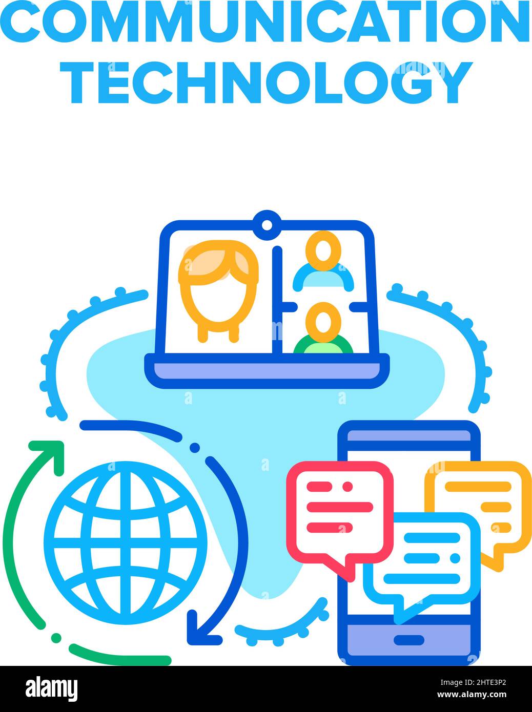 Communication Technology Vector Color Illustration Stock Vector Image ...