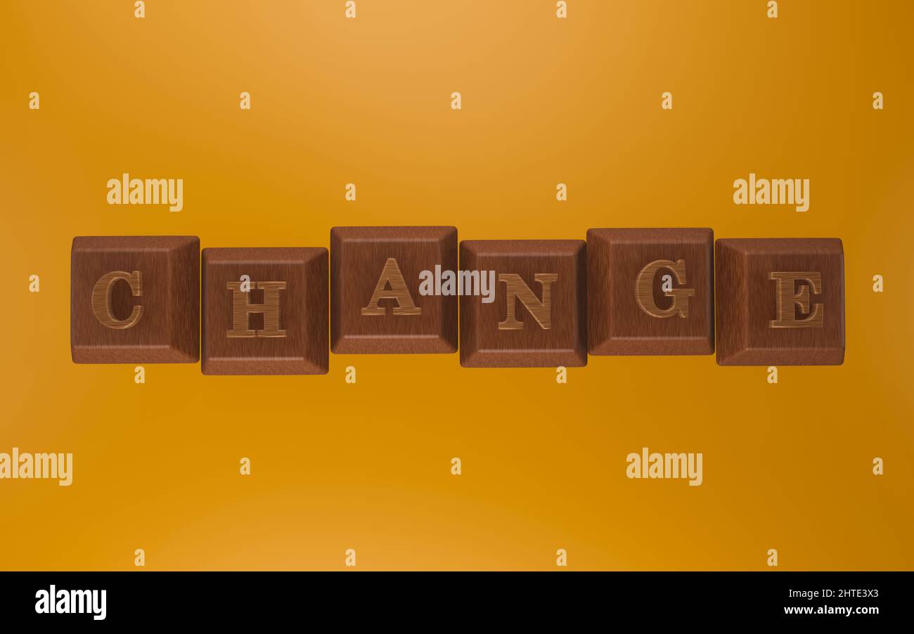 3D rendering of a word Change arranged by wooden letters Stock Photo ...