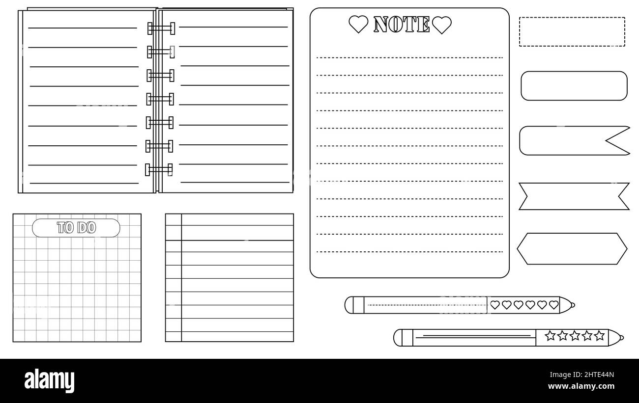 Printable daily planner template Black and White Stock Photos & Images ...