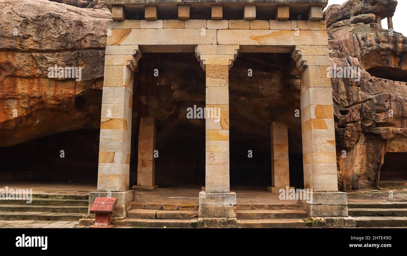 Famous Udayagiri and Khandagiri Caves near the city of Bhubaneswar in ...