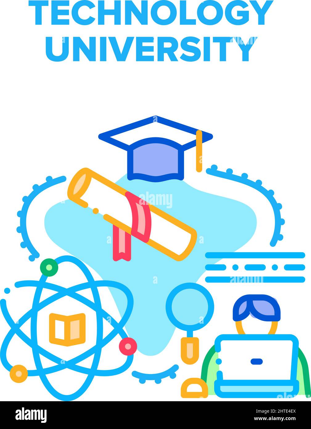 University Technology Vector Color Illustration Stock Vector Image ...