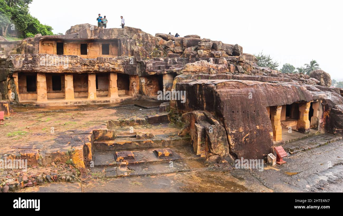 Famous Udayagiri and Khandagiri Caves near the city of Bhubaneswar in ...