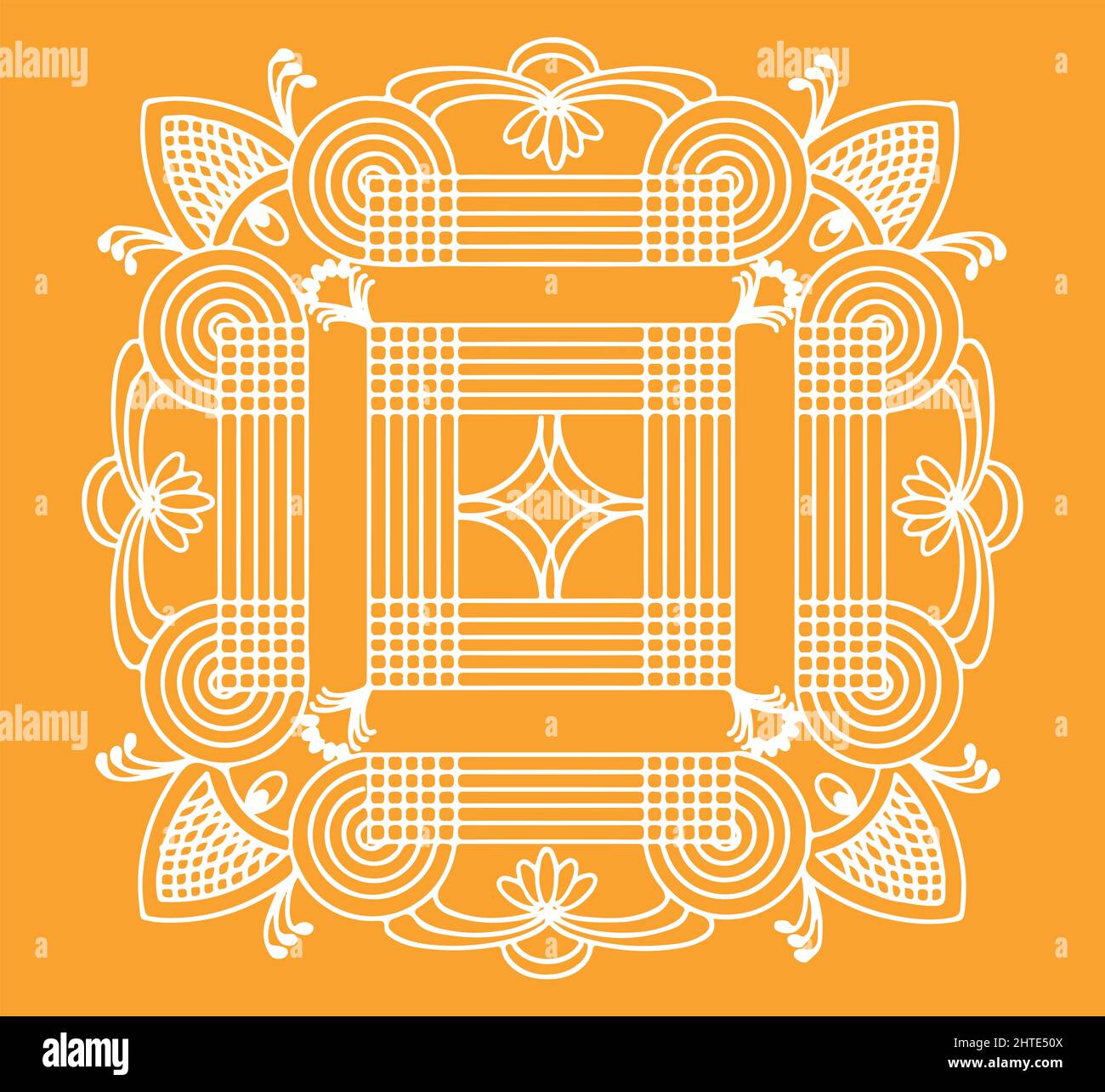 Drawing or sketch of colorful Mandala or Rangoli outline editable ...