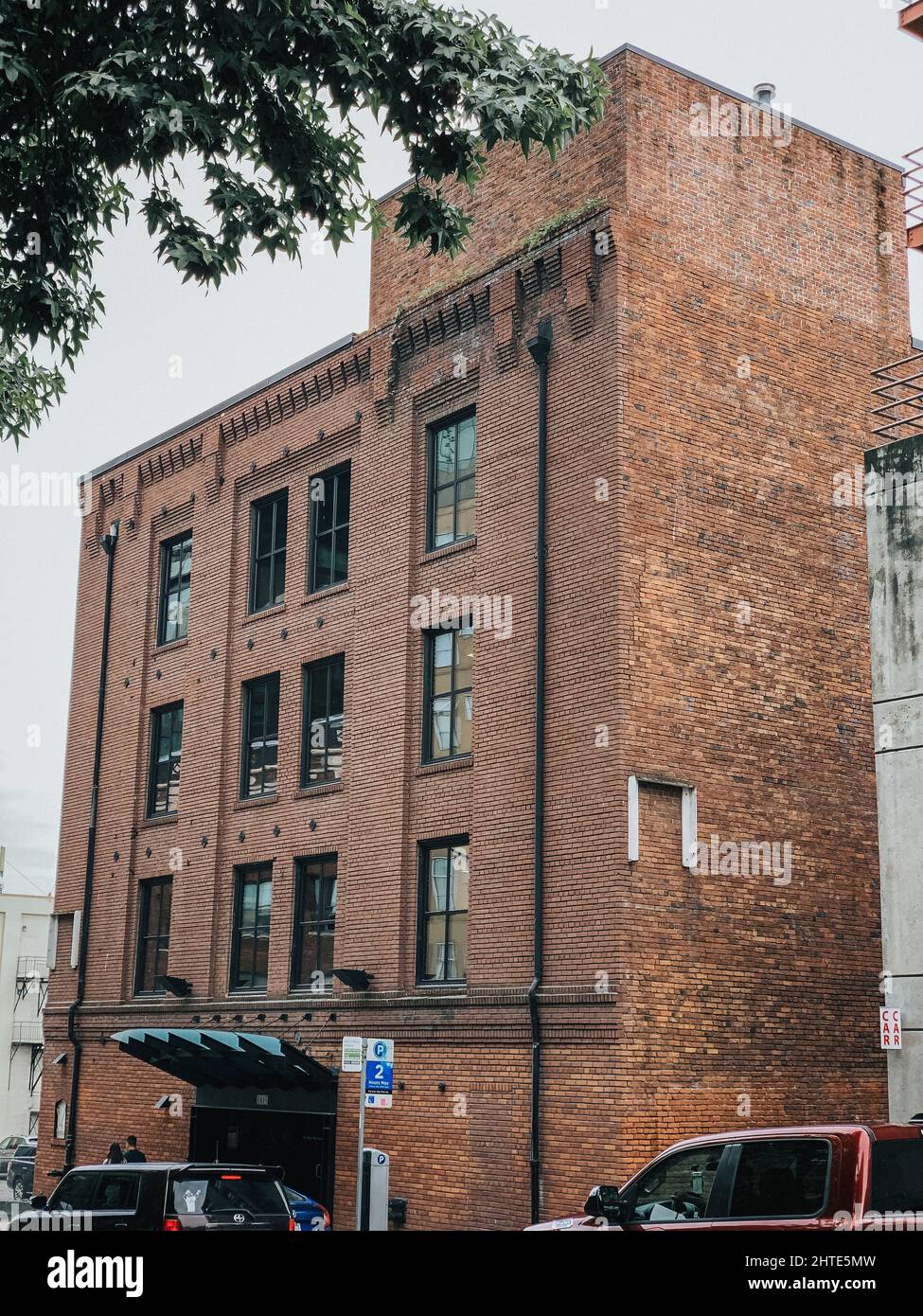 Vertical of the exterior of a four storey building in the Seattle City ...
