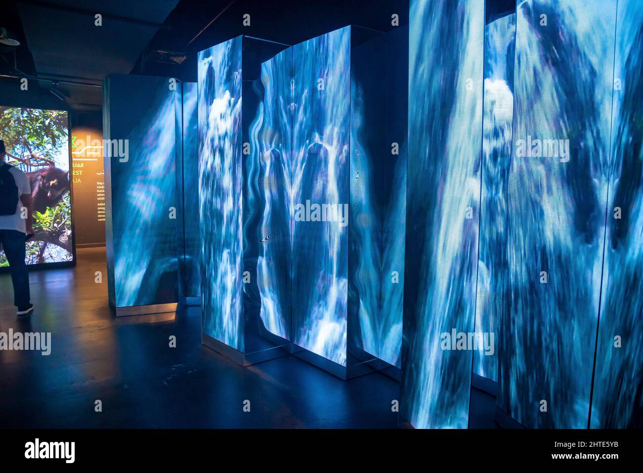 Beautiful waterfall display inside the Peru Pavilion Expo, Dubai, with ...