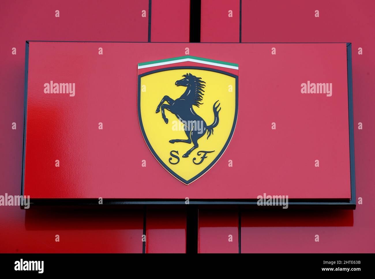 Scuderia Ferrari signage during day two of pre-season testing at the ...