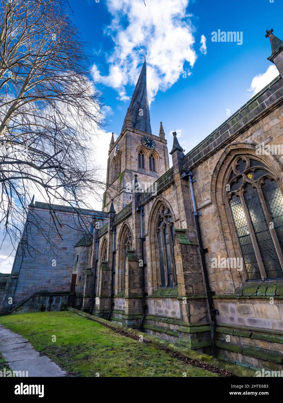 Chesterfield St Mary and All Saints Parish Church, with a twisted ...