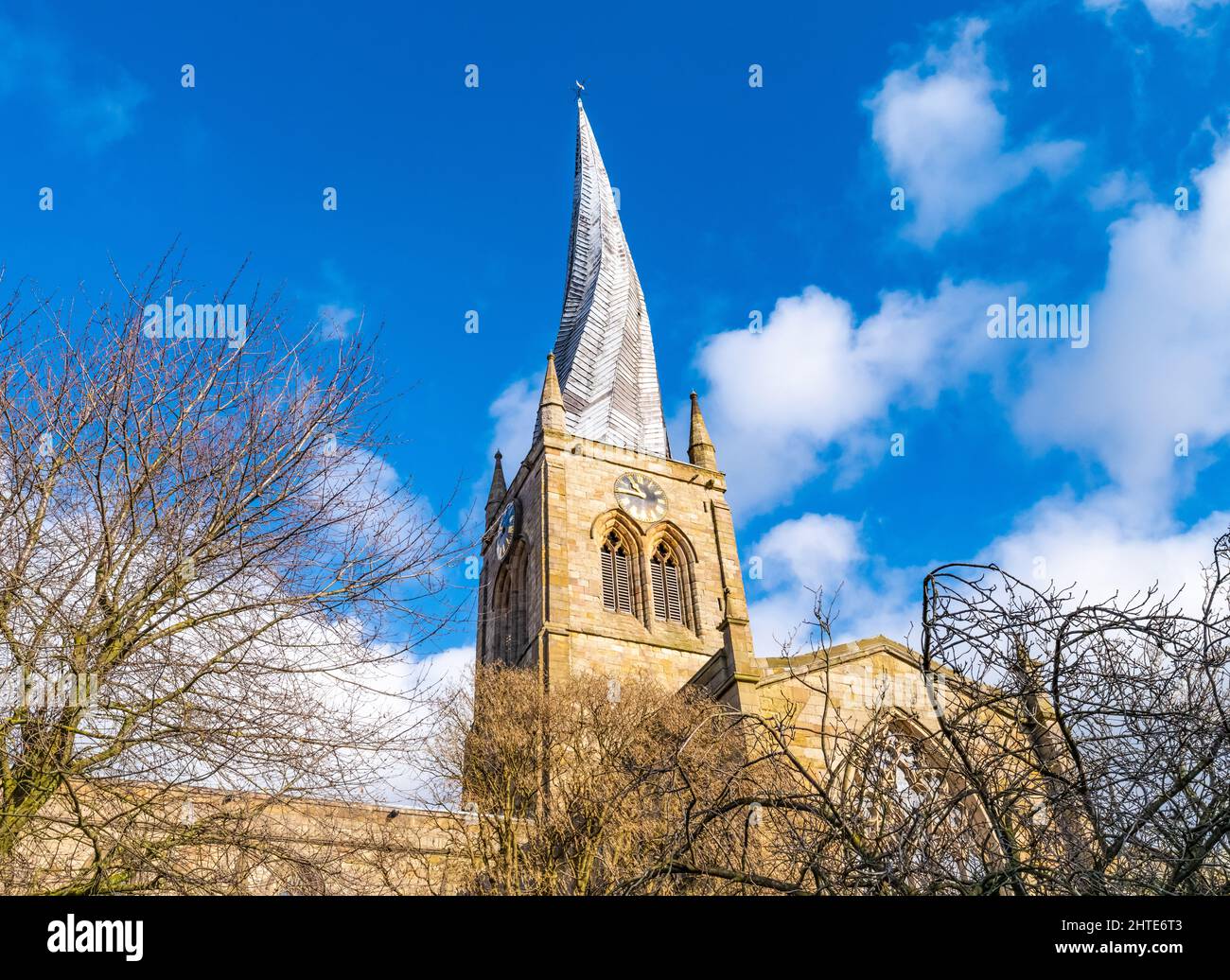 Chesterfield St Mary and All Saints Parish Church, with a twisted ...